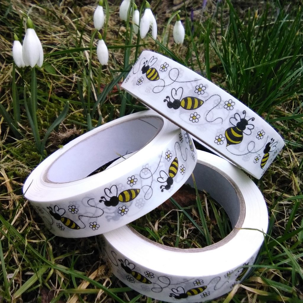 Bees Recyclable Paper Tape (white) - Cards and Gift Wrap