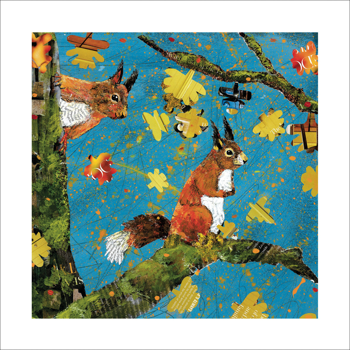 Two Red Squirrels Card by Adam James Severn - Cards and Gift Wrap